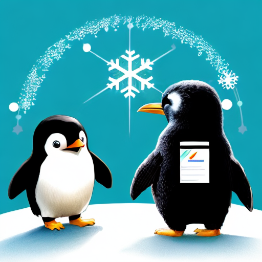 Cyberpunk version of Tux the linux penguin in front of a NixOS ...