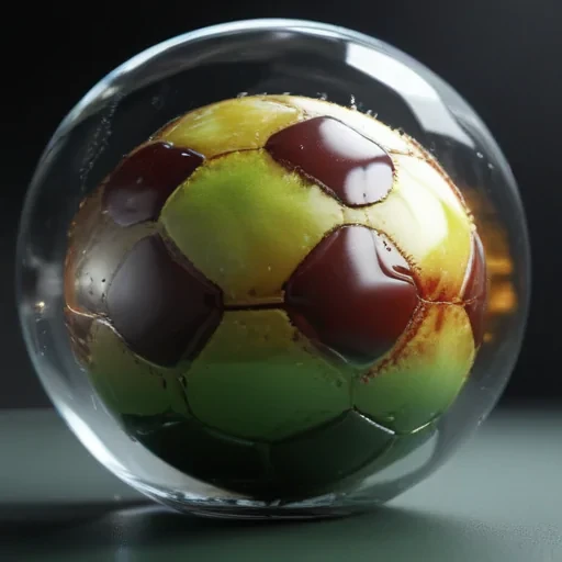 Beautifully Encased Soccer Ball Displayed Inside a Transparent Glass Sphere
