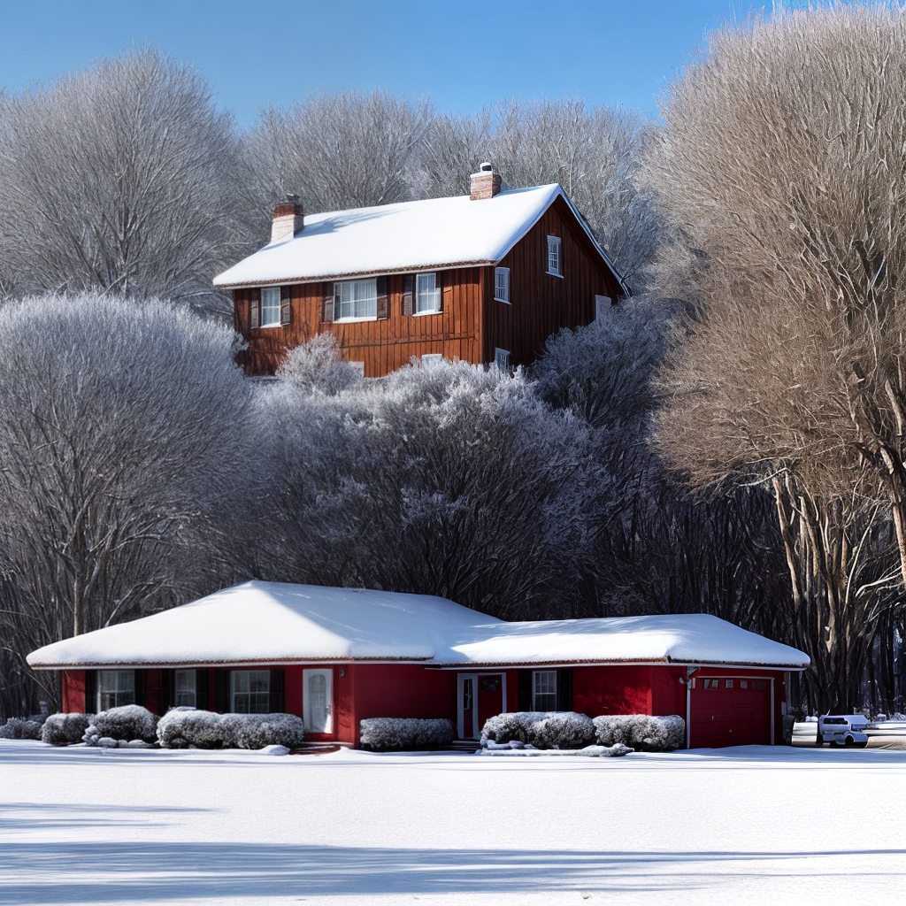 santas claus house with snow in the morning
