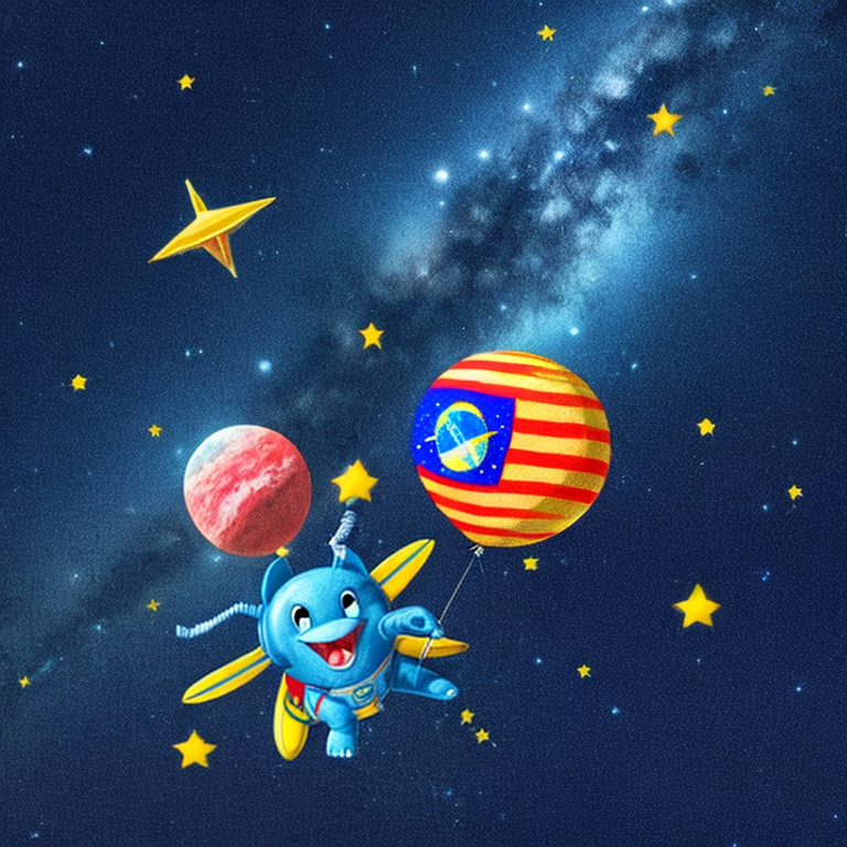 Astronaut mouse strong on Neptune with a Brazilian flag