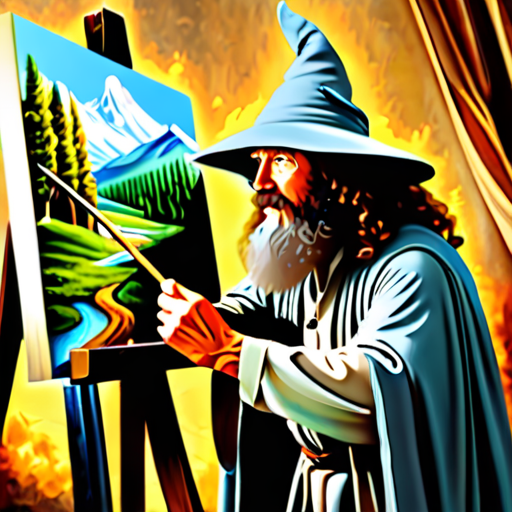 gandalf and bob ross fighting each other