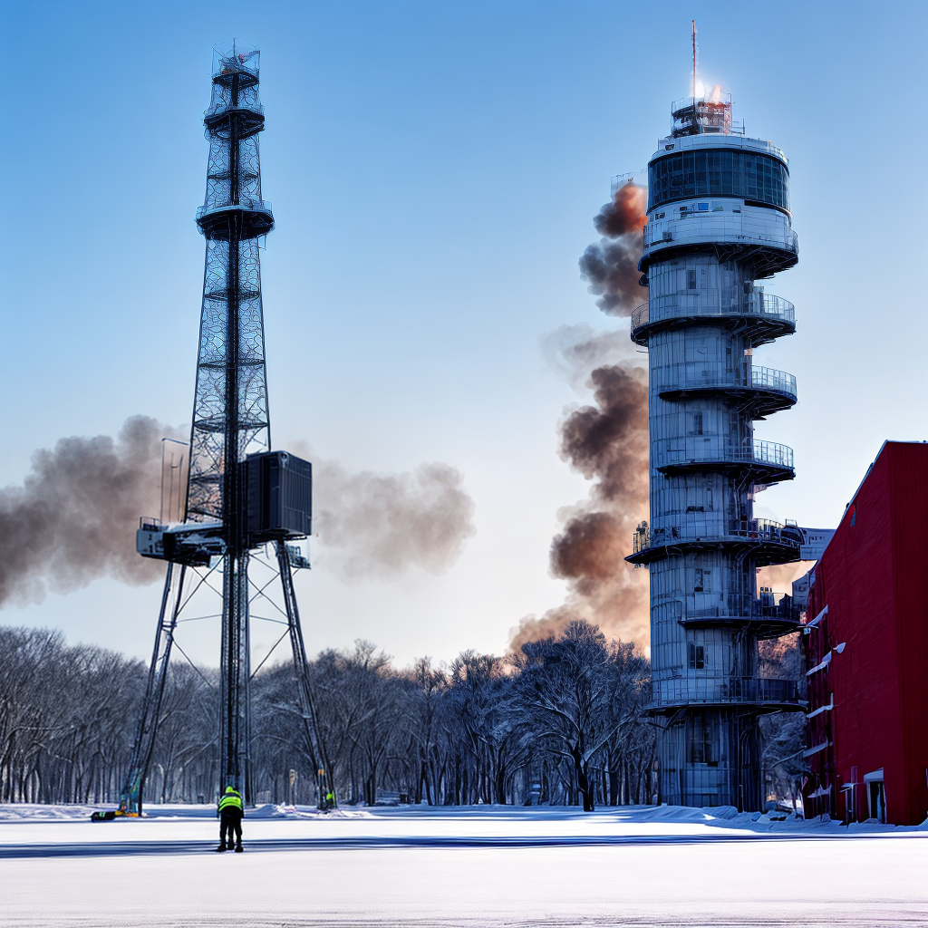 mobile tower with snow