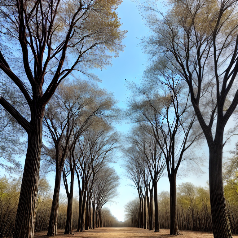 trees with dry branches that turn into an arrow