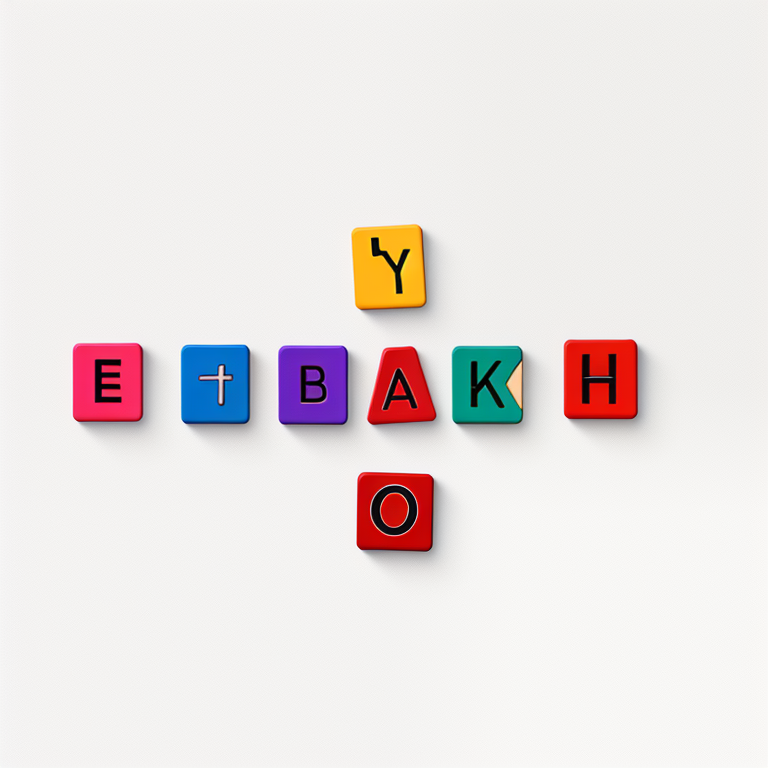 Colorful Alphabet Tiles Arranged Creatively on a White Background