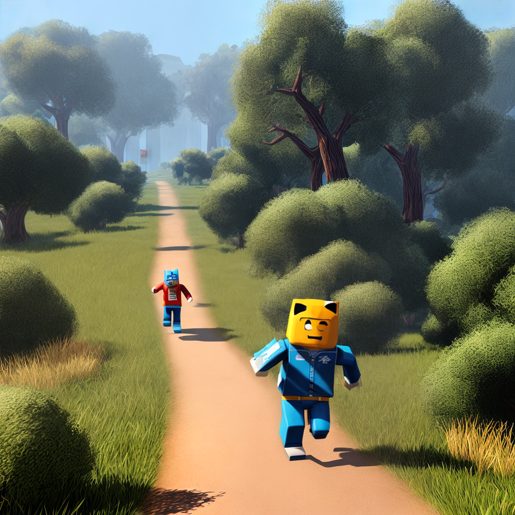 Roblox character running from tornado