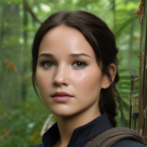 Katniss Everdeen with trees growing on her face