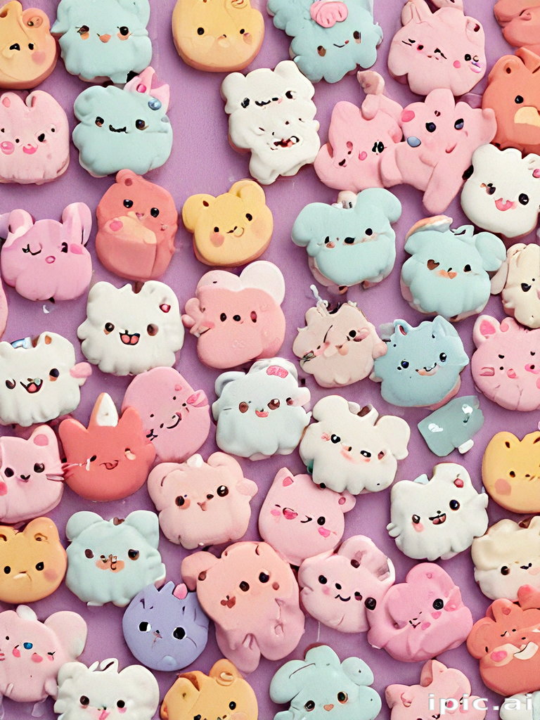 Colorful Collection of Cute Animal-Shaped Cookies on a Pastel Background