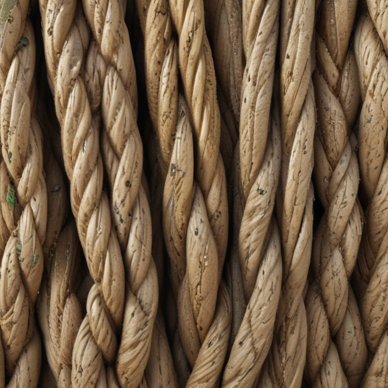 Close-Up View of Intertwined Natural Twisted Ropes Displaying Textured ...