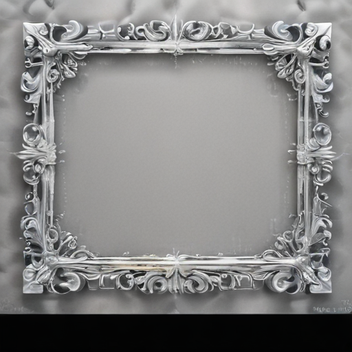 Elegant Silver Frame with Intricate Designs Set Against a Smooth Background