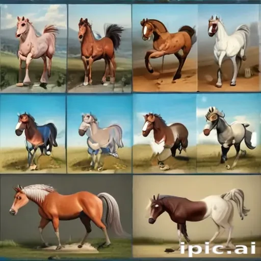 A Beautiful Collection of Horses Showcasing Diverse Breeds and Unique Poses