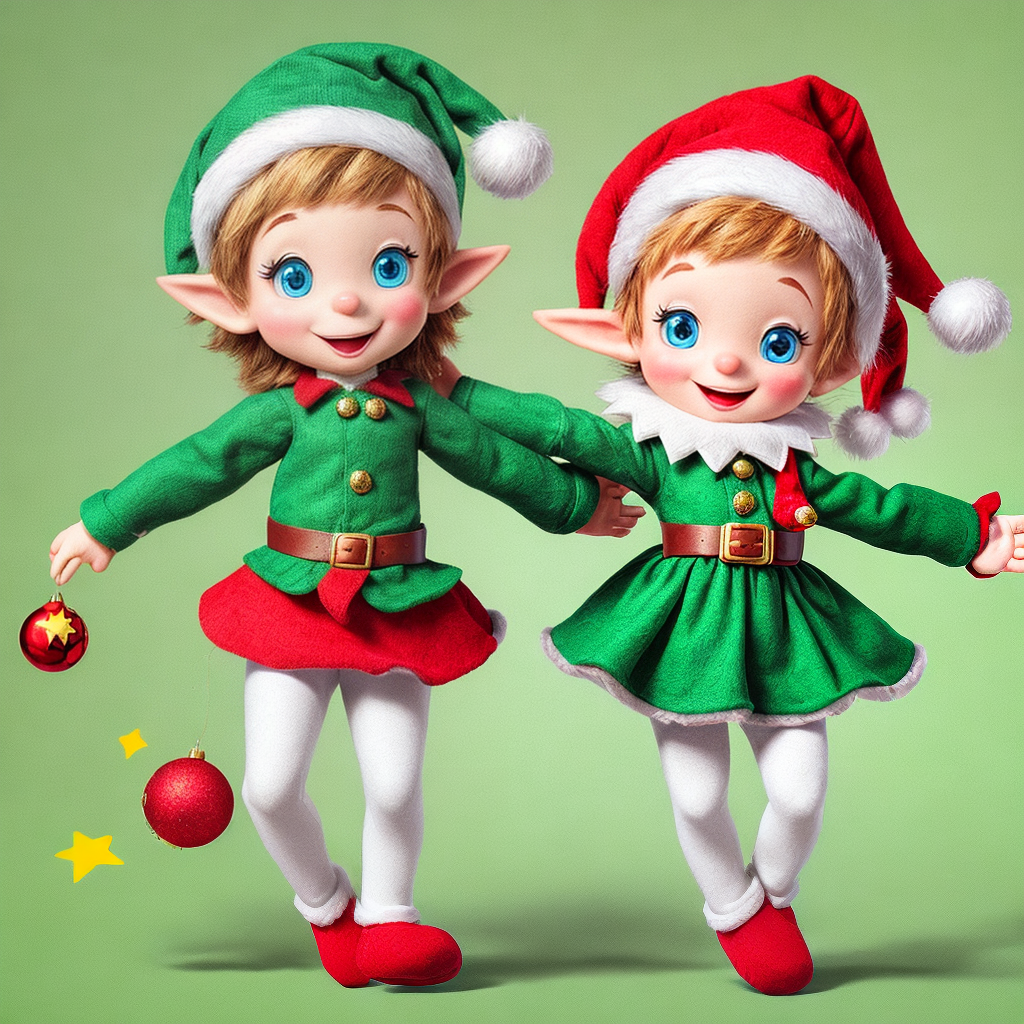 Christmas cartoon elf for coloring page