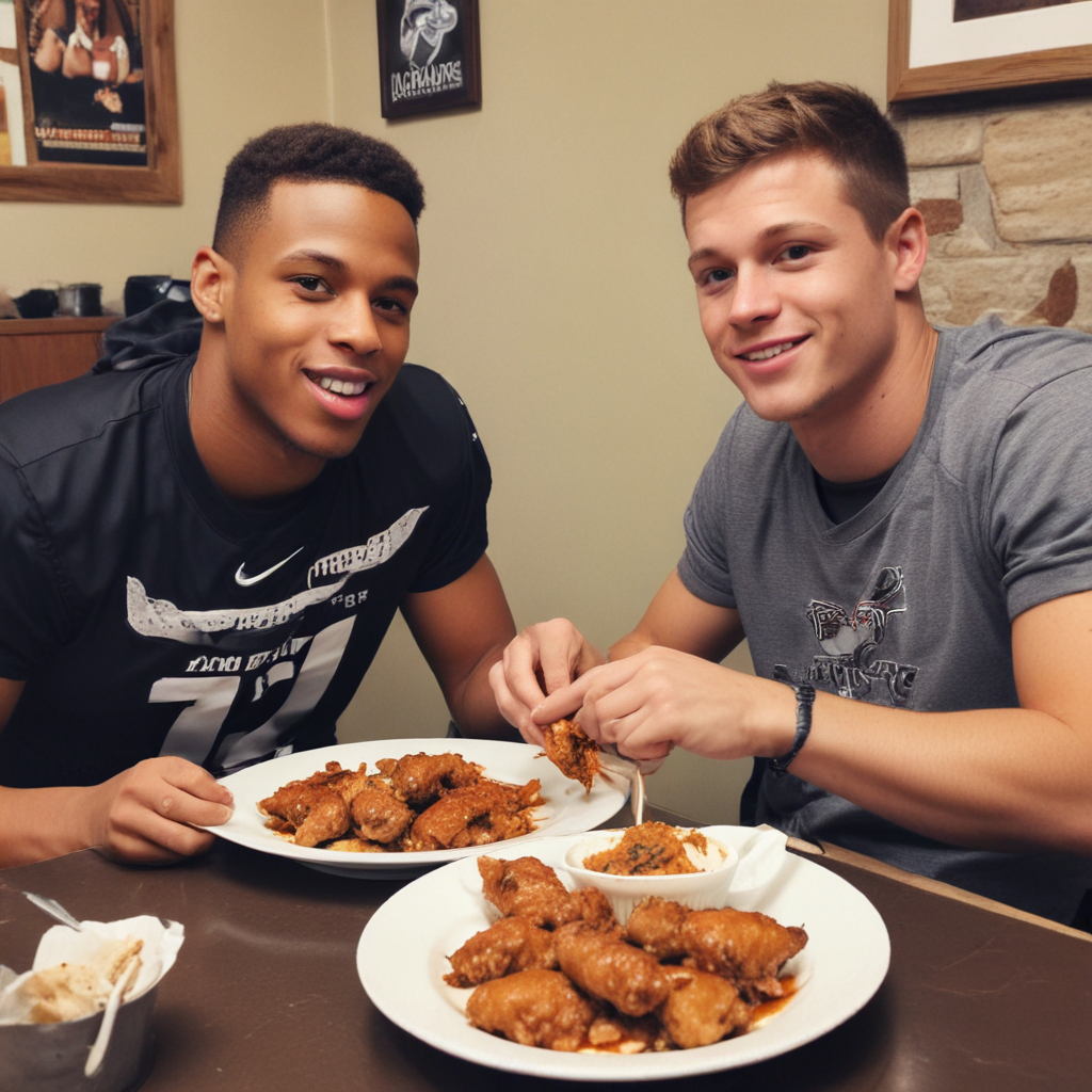 Joe burrow eating chicken wings with Jamar chase