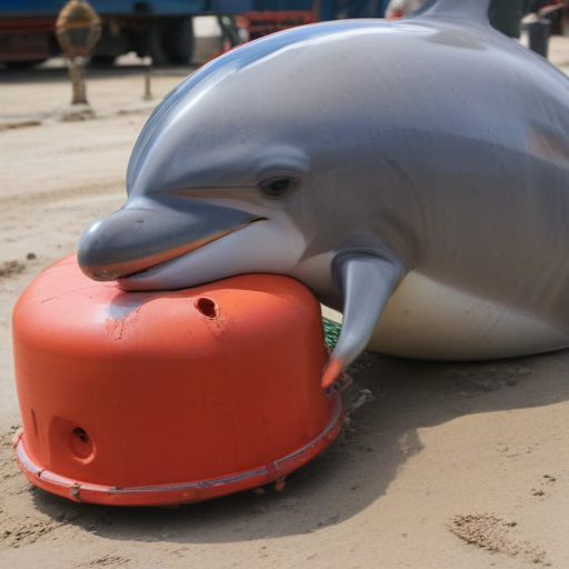 A dolphin defusing a naval mine.