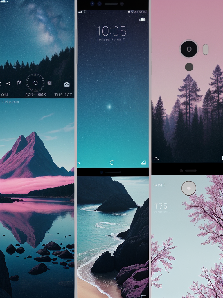 Serene Nature Landscapes Showcased on Multiple Smartphone Screens in ...