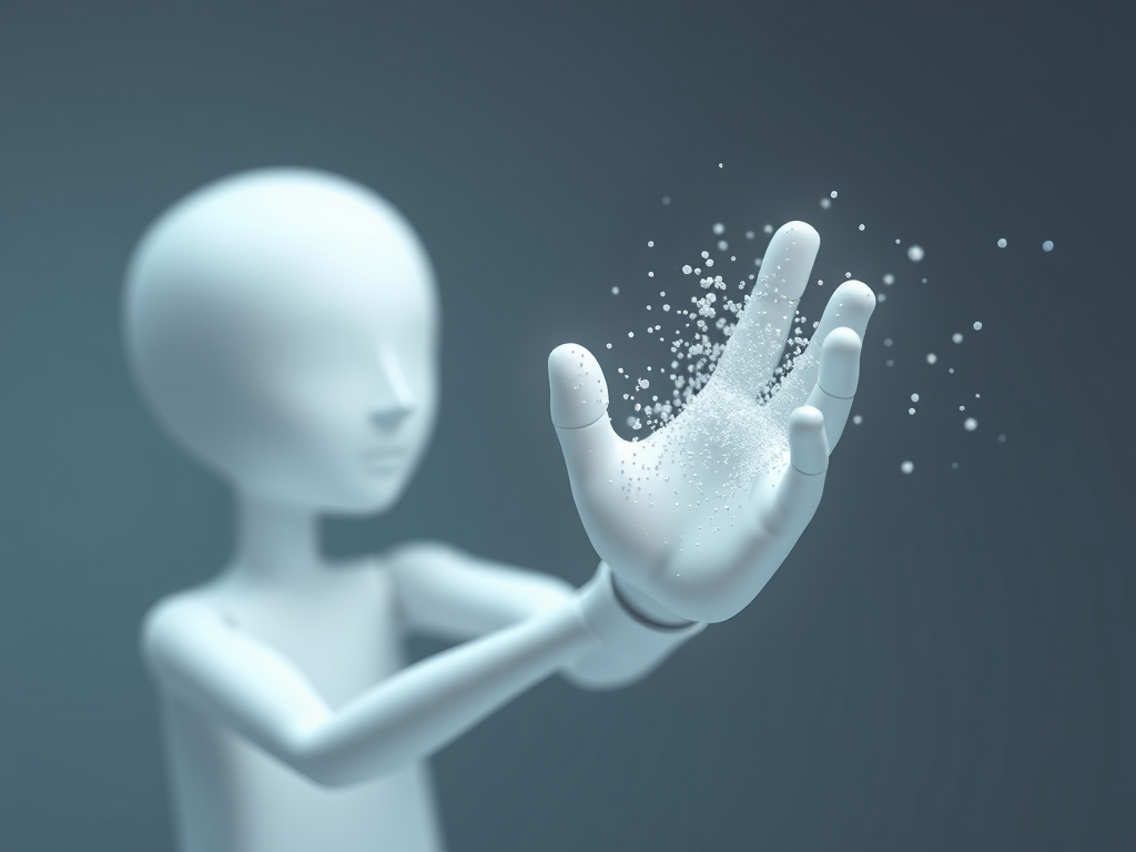 Exploring the Concept of Creation Through a Figurative Hand and Particles