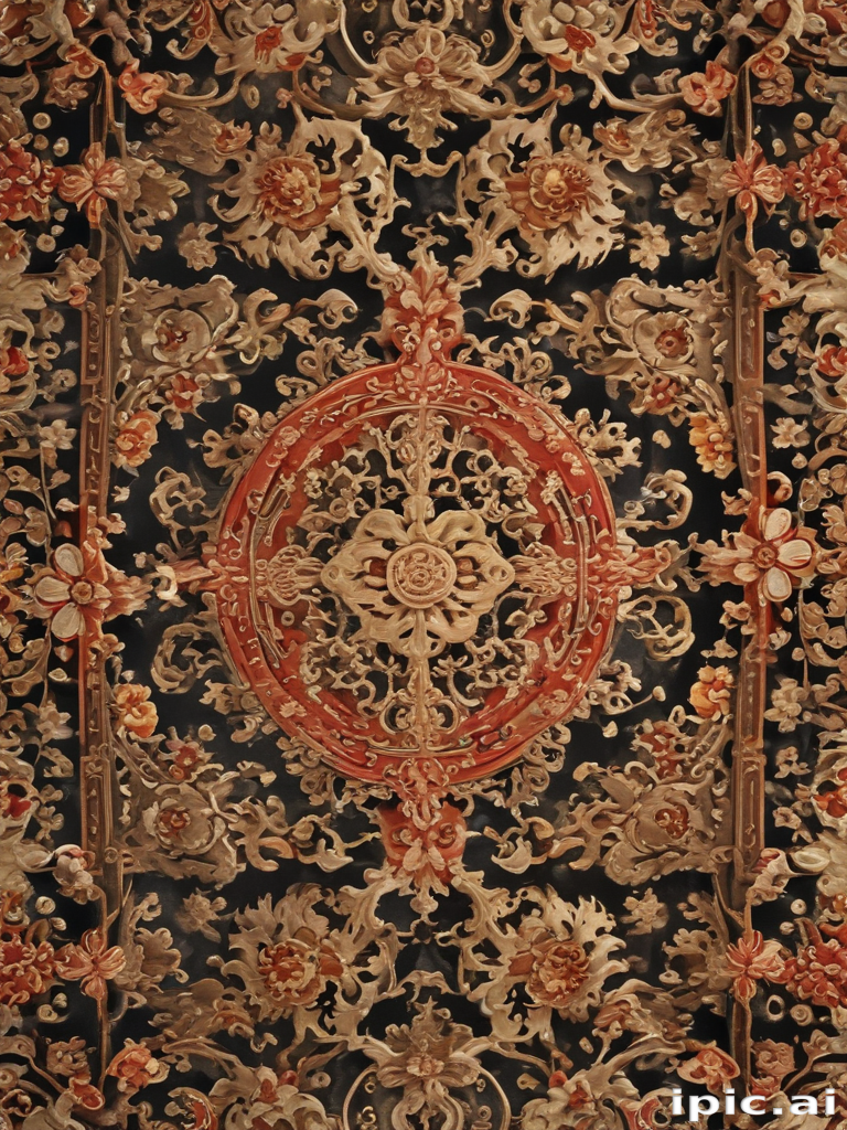 Intricate Floral Patterns and Designs in Rich Colors on Decorative Fabric