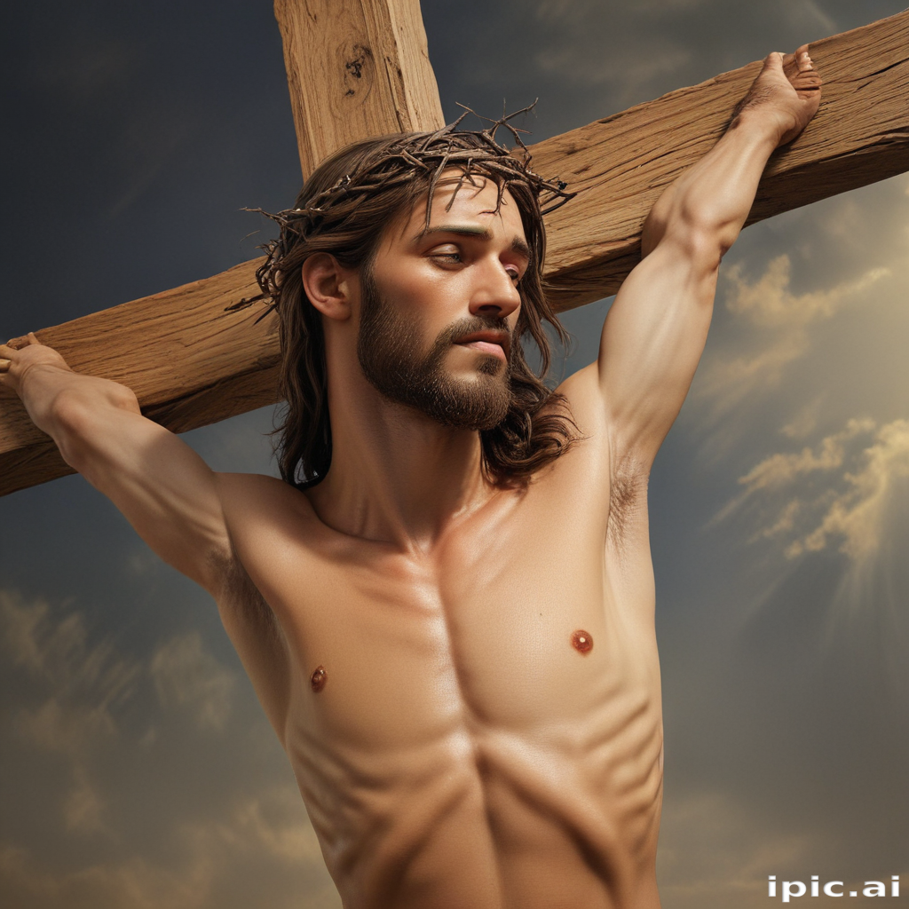 Artistic Representation of a Figure on the Cross Against a Dramatic Sky
