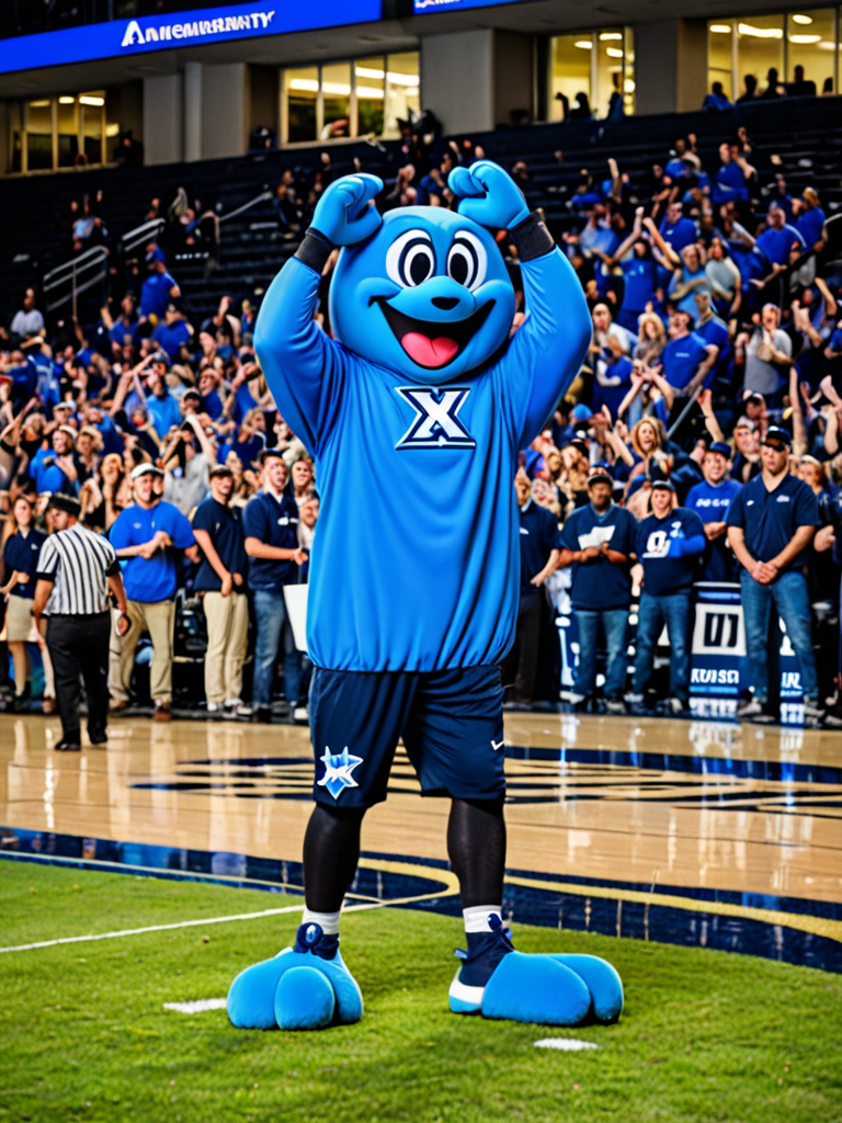 Xavier University Blue Blob Mascot Neon