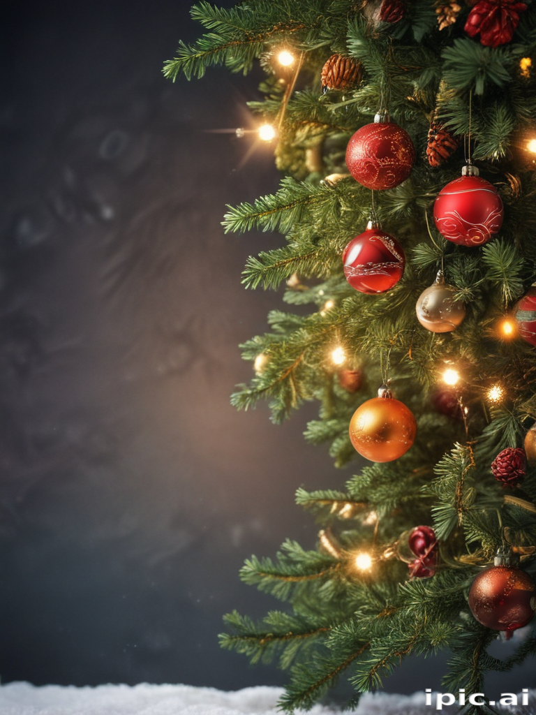Beautifully Decorated Christmas Tree with Ornaments and Twinkling Lights