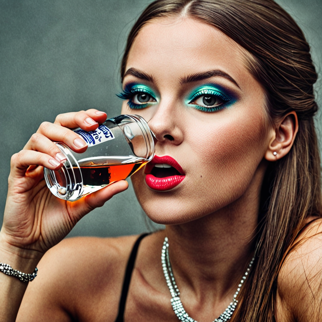 A girl drinking vodka