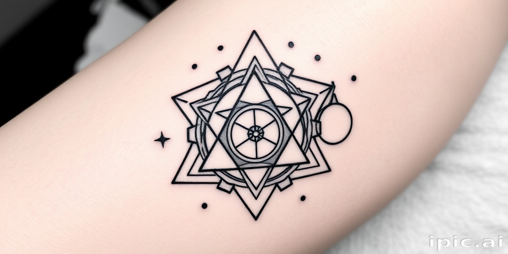 Geometric Tattoo Design Featuring Intricate Shapes and Cosmic Elements ...