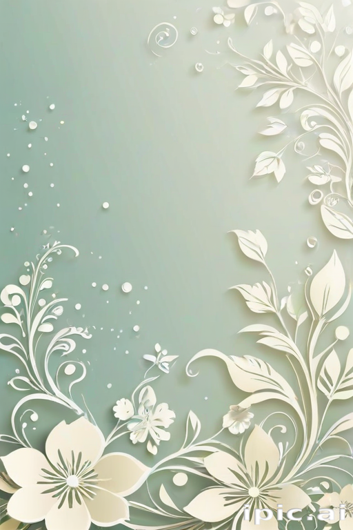 Delicate Floral Design with Soft Colors and Elegant Paper Cut Effects
