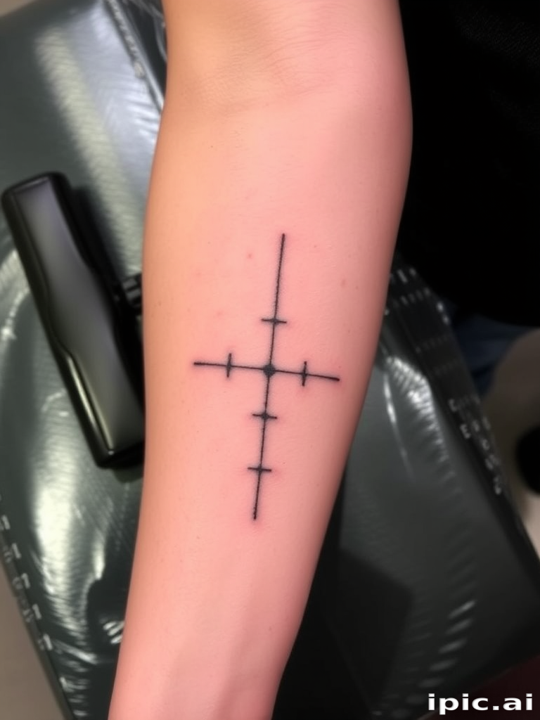 Minimalist Tattoo Design Featuring Geometric Cross with Linear Accents ...