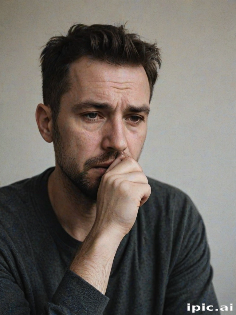 Contemplative Man Deep in Thought, Reflecting on Life's Challenges and ...