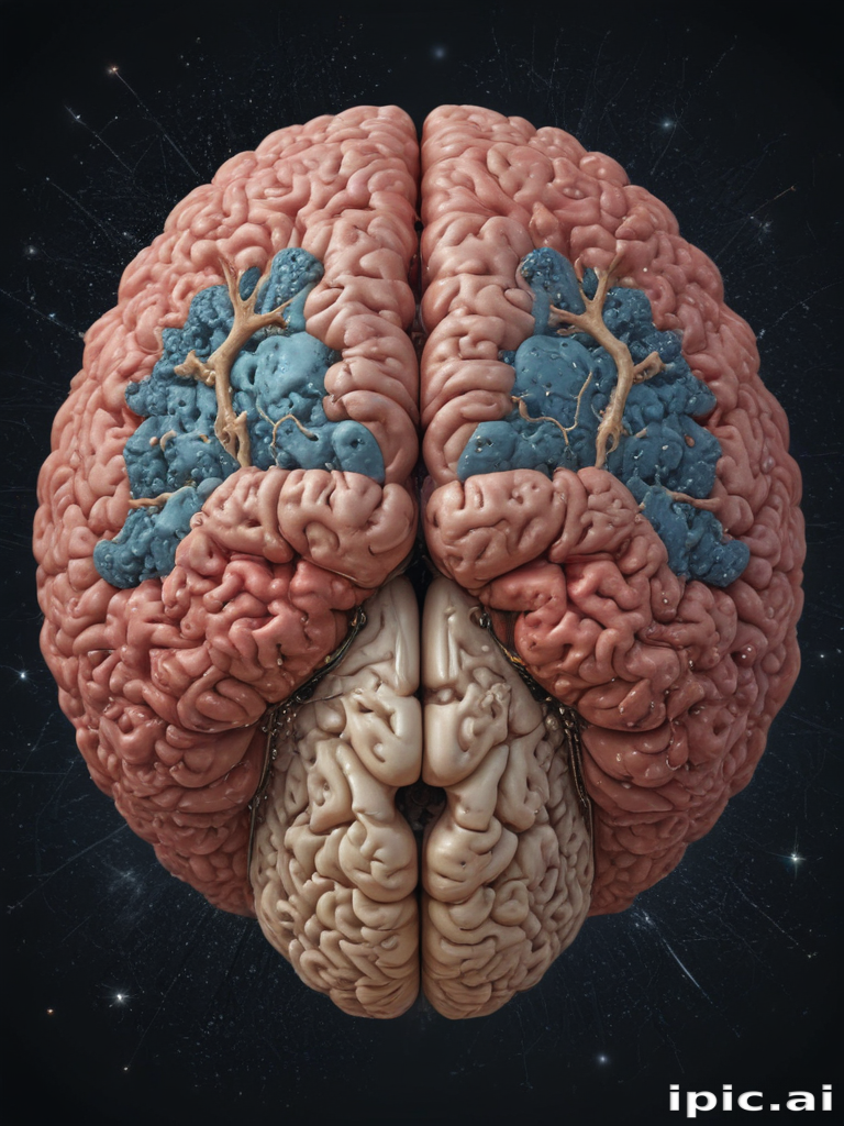 Intricate Close-Up of a Human Brain with Detailed Neural Structures