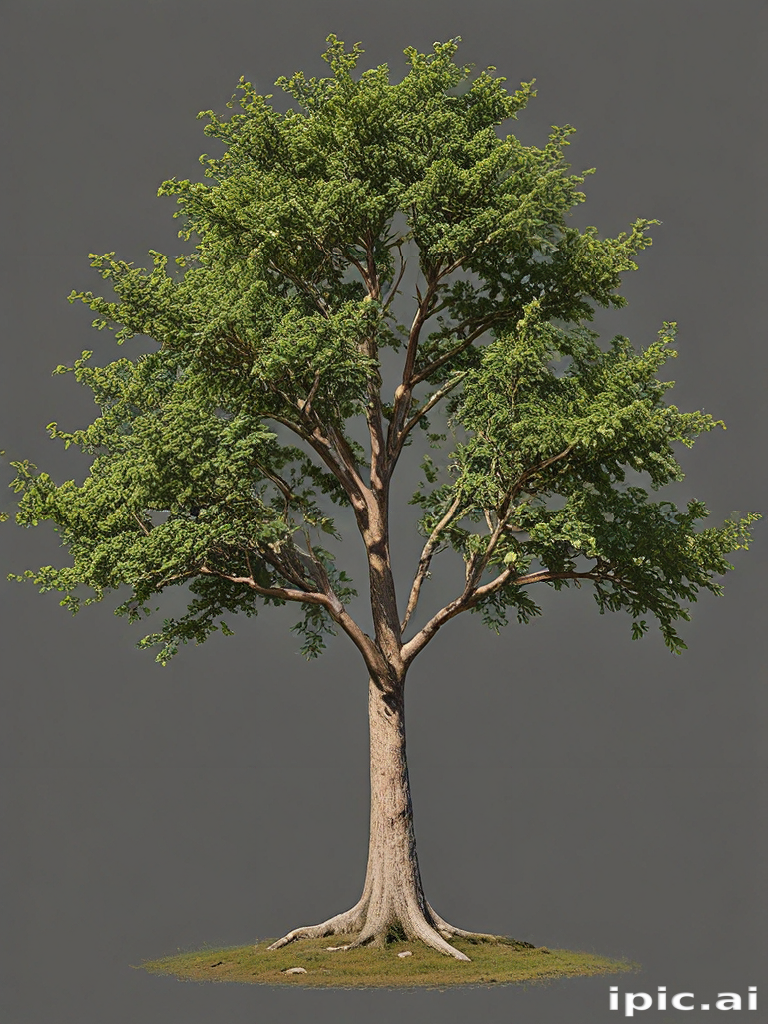 A Lush Green Tree with Vibrant Foliage and Strong, Sturdy Trunk.