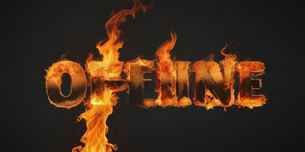 The word OFFLINE on fire