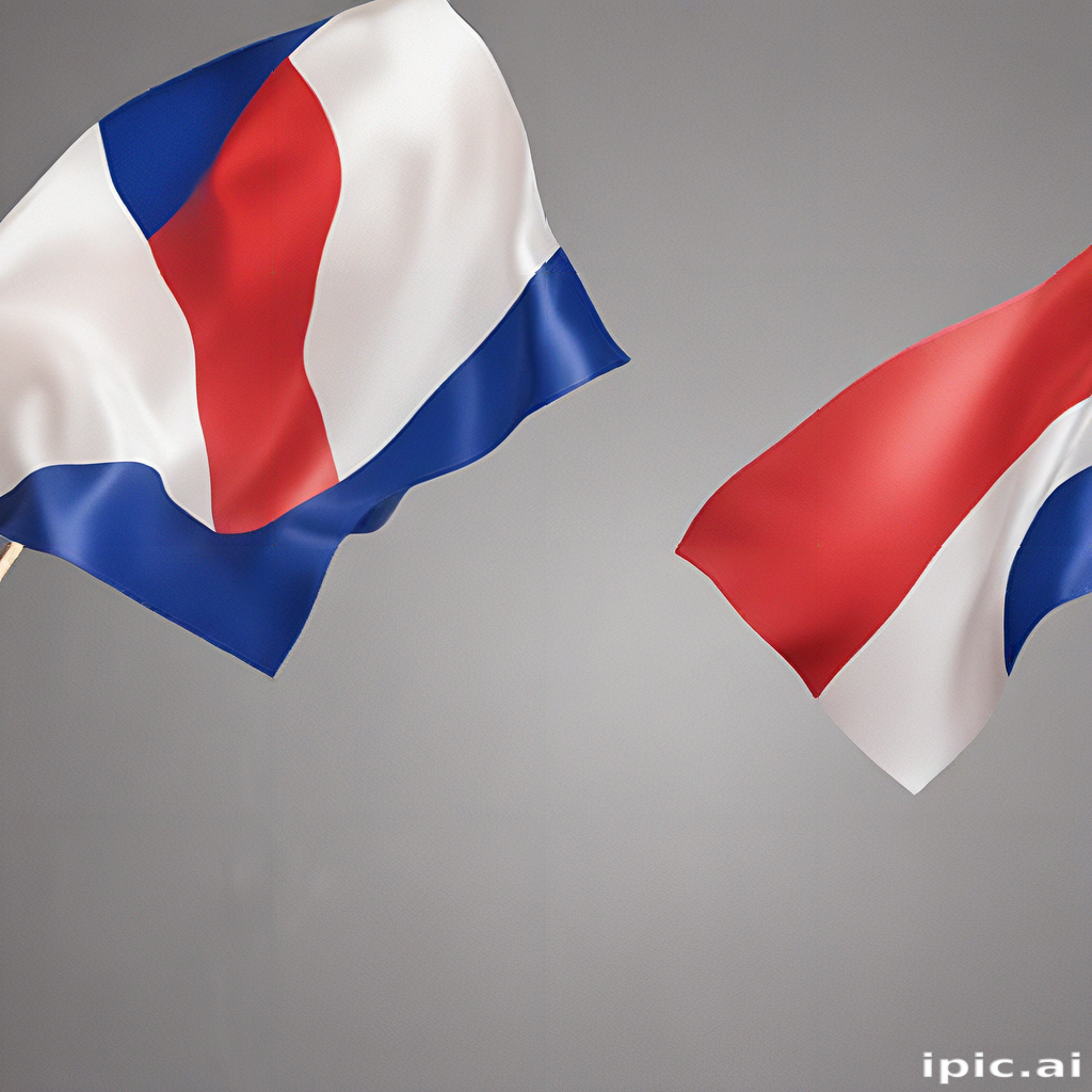 Flags of Two Nations Waving Gracefully Against a Neutral Background