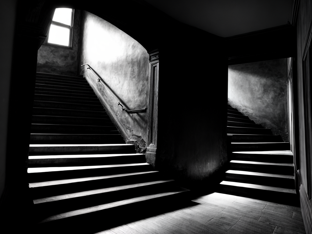 dark house, dark stairs