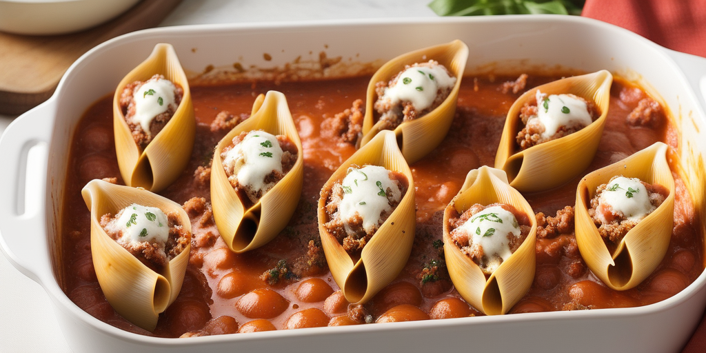 Deliciously Stuffed Pasta Shells with Meat and Cheese in Savory Tomato ...
