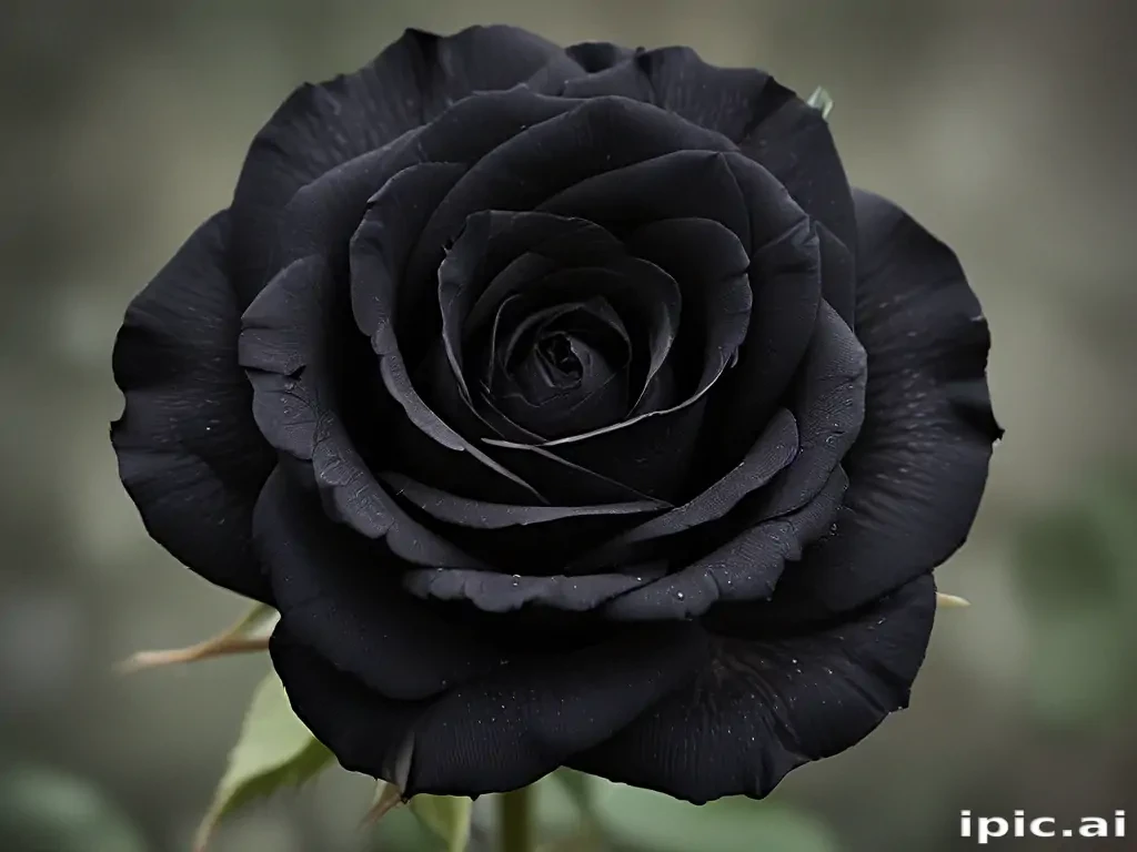 Stunning Close-Up of a Luxurious Black Rose in Full Bloom