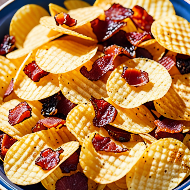 A photo of a packet of potato chips, bacon, canadian ham, nduja and ...
