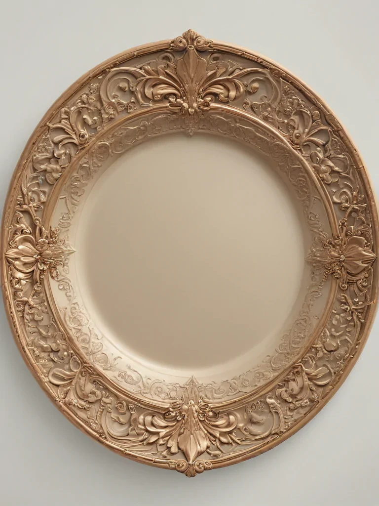 Elegant Decorative Plate with Intricate Gold Leaf Floral Design and ...