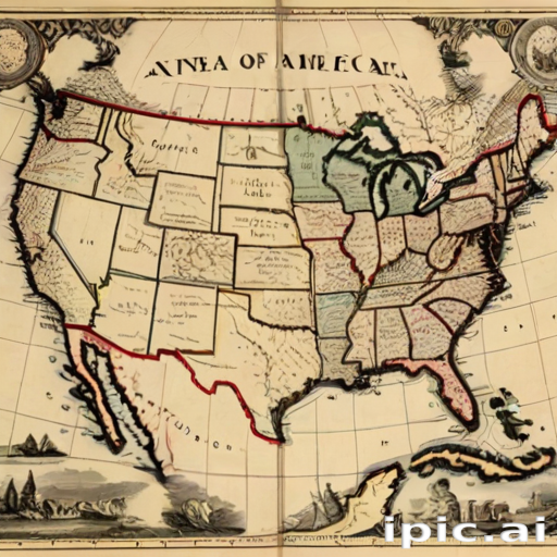 Historical Map of the United States Depicting Regional Boundaries and ...
