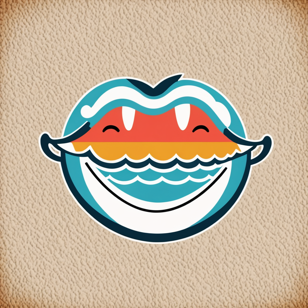 ocean waves in the shape of a smile with a pop art theme cool tones ...
