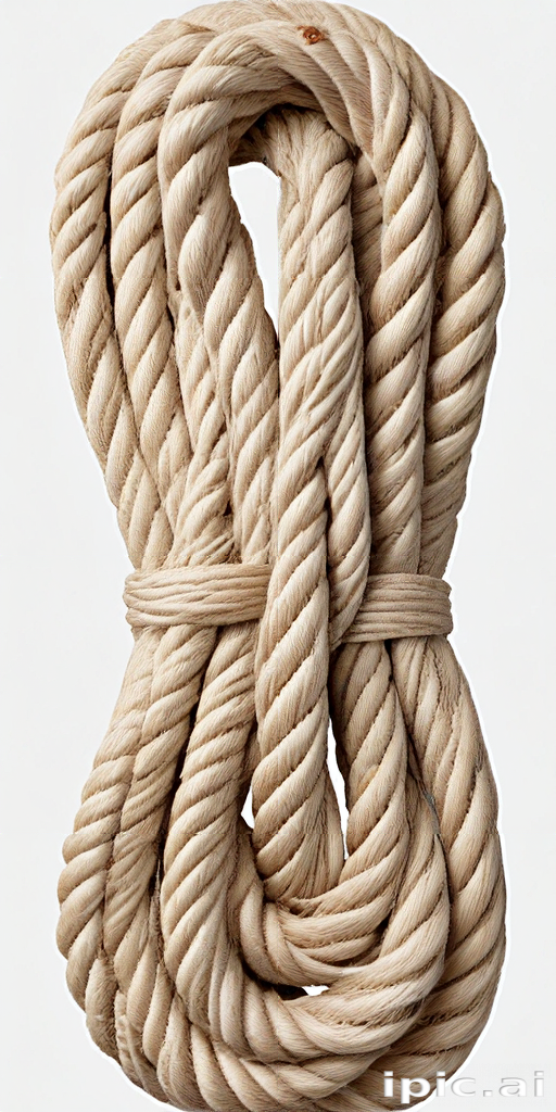 Coiled Natural Fiber Rope Displaying Intricate Twists and Textured Patterns