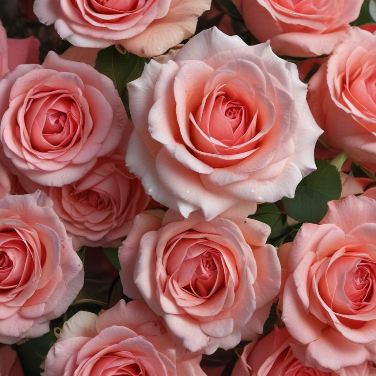 Beautiful Arrangement of Soft Pink Roses in Full Bloom Displaying Elegance