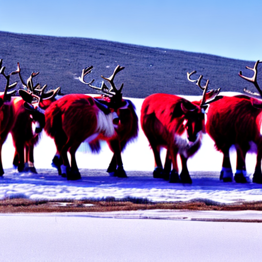 santa elves reindeer exercising together in the north pole