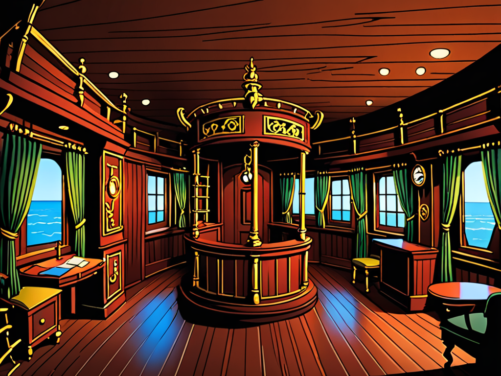 Interior of Captain Hook's state room on the pirate ship from the ...