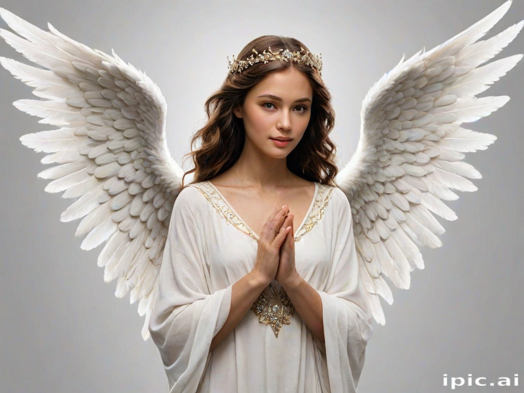 Majestic Angel with Radiant Wings and Serene Expression of Peace
