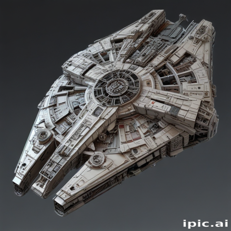 Intricate Design of a Futuristic Starship with Detailed Mechanical Features
