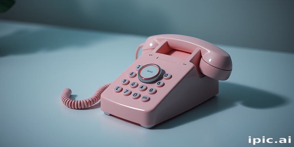 Classic Pink Rotary Phone Sitting Elegantly on a Modern Table Surface.