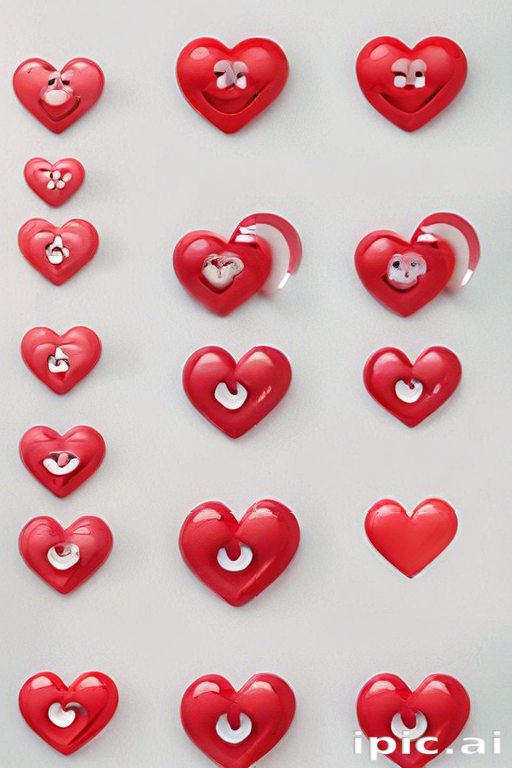 Colorful Collection of Heart-Shaped Buttons Displayed on a White Background