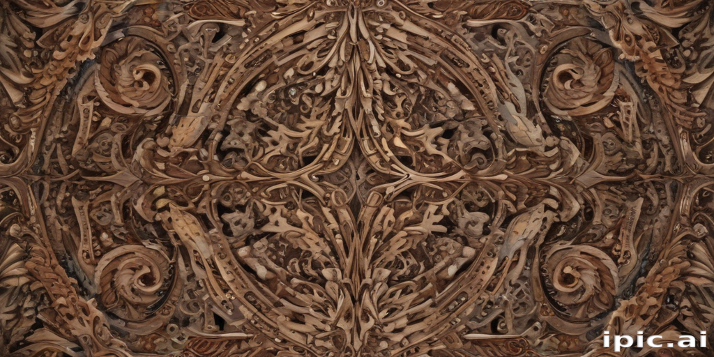Intricate and Ornate Wood Carving Featuring Nature-Inspired Designs and ...