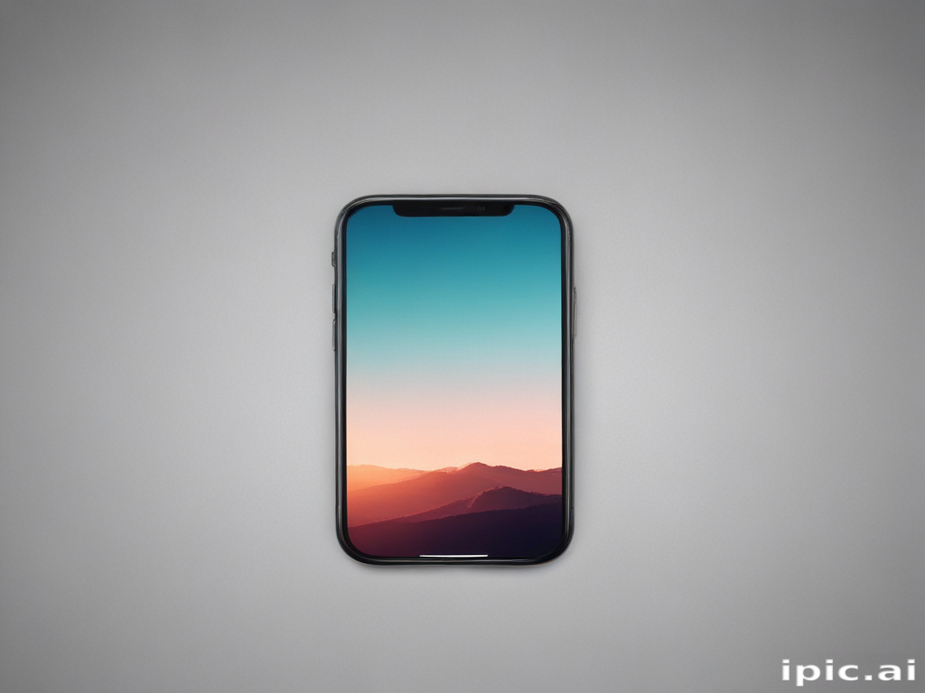 A Modern Smartphone Displaying a Serene Mountain Sunset Background Scene.