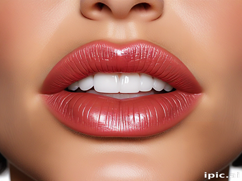 Close-Up of Glossy Lips with a Bright Smile and Flawless Skin